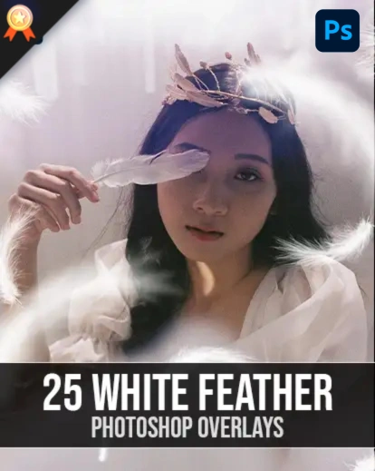 Feather Overlay Collection | Pack Of 25 White Feather Overlays